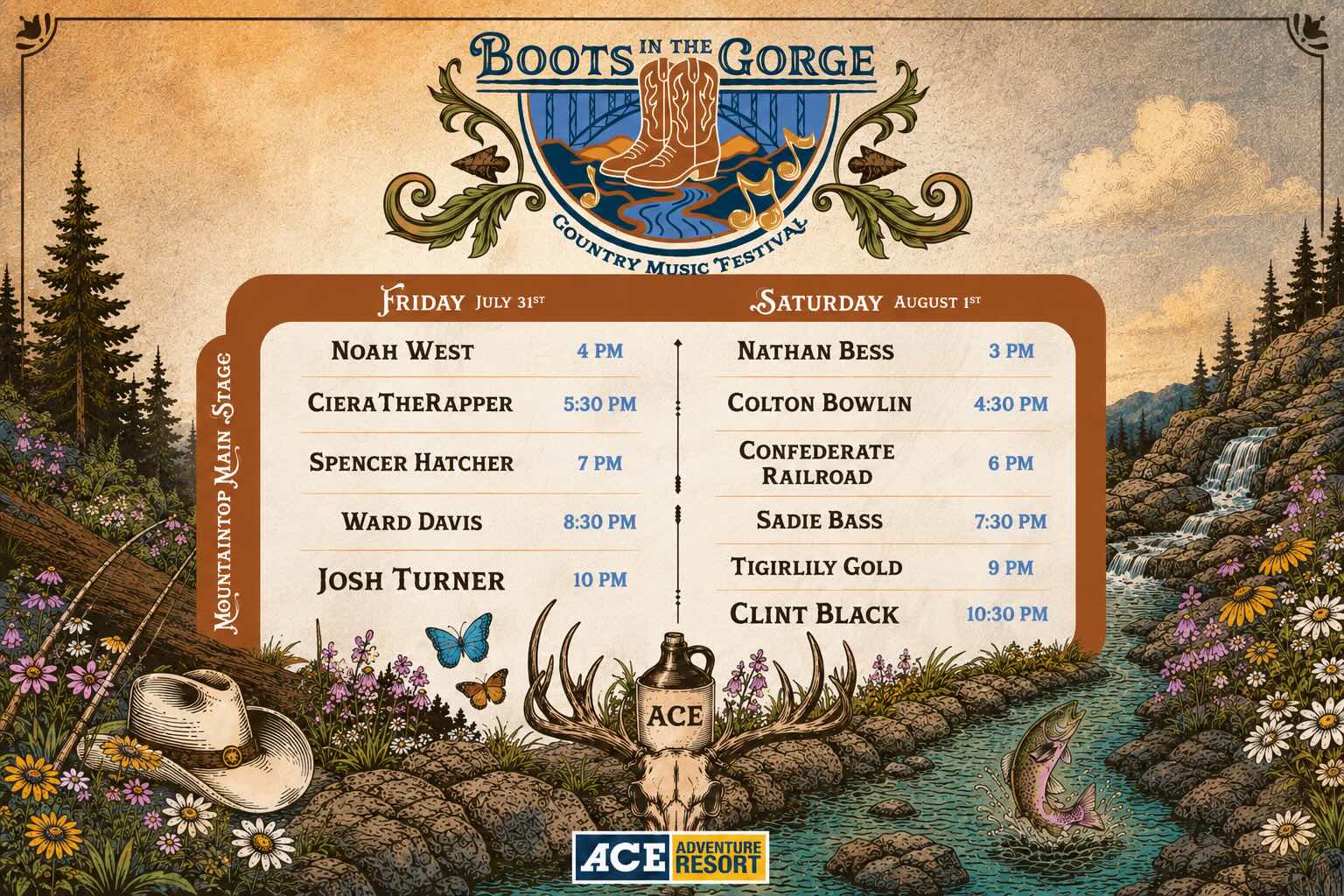 Official 2026 Stage Schedule Just Released - Boots In The Gorge